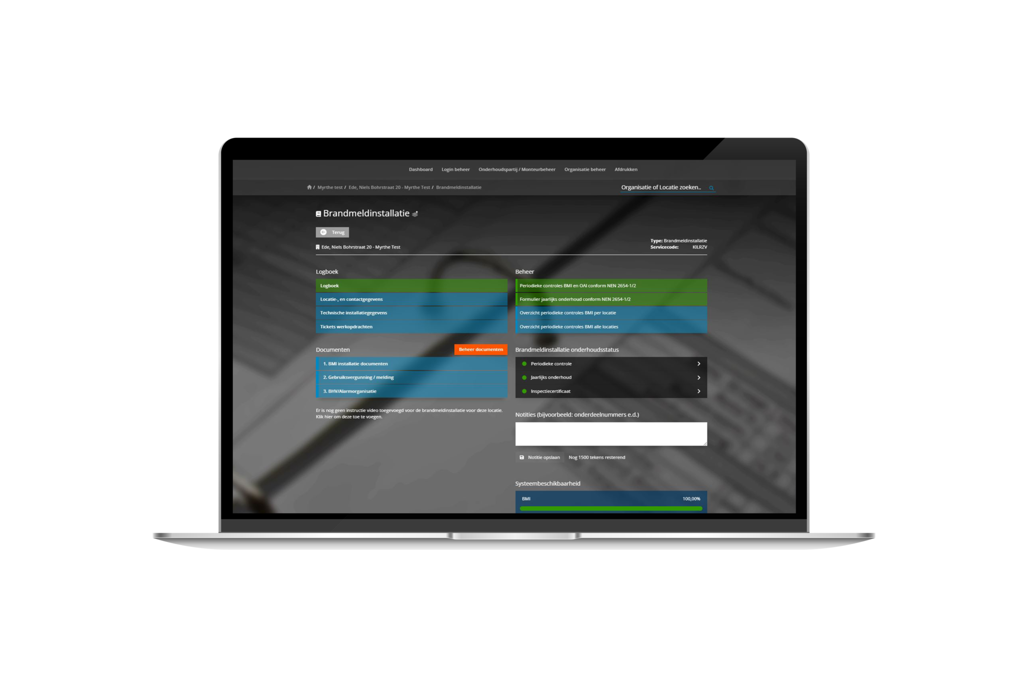Brandmeld- en Ontruimingsinstallatie (BMI/OAI) - LogboekenOnline.nl